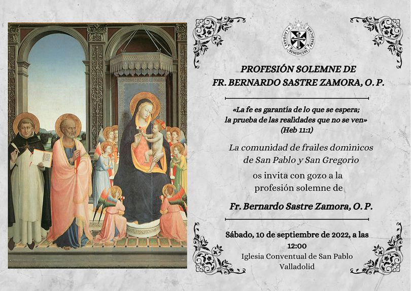 Profesión Solemne de fray Bernardo Sastre Zamora OP - dominicos